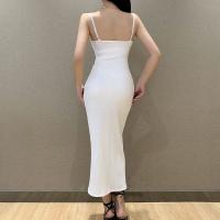 China Low Cut 102cm Sexy Women Dresses Lace Stitching Sleeveless for sale