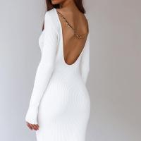 China Metal Chain Sexy Women Dresses , Backless Long Sleeve Bodycon Dress for sale