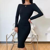 China Metal Chain Sexy Women Dresses , Backless Long Sleeve Bodycon Dress for sale