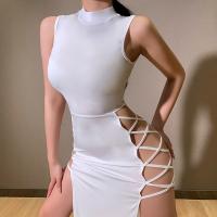 China Stretch Sleeveless Womens Party Maxi Dresses , Hollow Slit Cross Strap Maxi Dress for sale