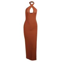 China Summer Sleeveless Sexy Slim Cross Halter Neck Maxi Dress for sale