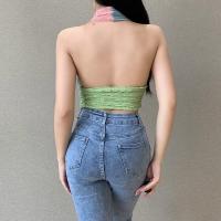 China High Stretchy Waistless V Neck Halter Vest Crop Top for sale