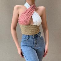 China High Stretchy Waistless V Neck Halter Vest Crop Top for sale