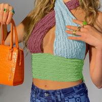 China High Stretchy Waistless V Neck Halter Vest Crop Top for sale