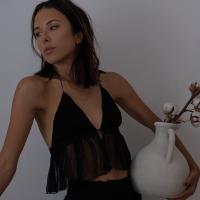 China Summer Polyester Halter Women Crop Top White Black for sale