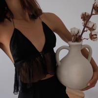 China Summer Polyester Halter Women Crop Top White Black for sale