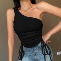 China Side Adjust String Rib Knit Women Crop Top , One Side Off Shoulder Crop Top for sale