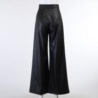 China Sexy High Waist Womens Wide Leg Leather Pants Solid Color for sale