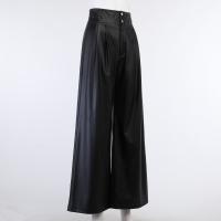 China Sexy High Waist Womens Wide Leg Leather Pants Solid Color for sale