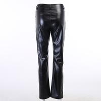 China Sexy High Waisted Leather Pants Women Double Pocket for sale