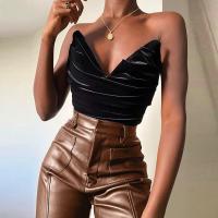 China Sexy High Waisted Leather Pants Women Double Pocket for sale