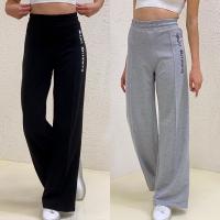 China Loose Side Printing Ladies Casual Pants , Mid Waist Ladies Wide Leg Trousers for sale