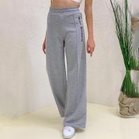 China Loose Side Printing Ladies Casual Pants , Mid Waist Ladies Wide Leg Trousers for sale