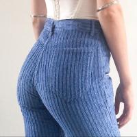 China Winter Thickened Ladies Casual Pants Showing Buttocks Big Hole Women Corduroy Pants for sale