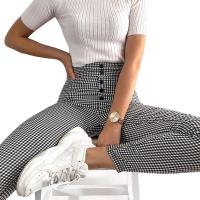 China Autumn Plaid High Waist Ladies Casual Pants for sale