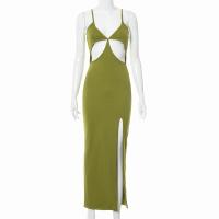 China Stitching Backless Womens Party Maxi Dresses , High Slit Open Shoulder Maxi Dresses for sale