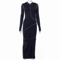 China Casual Slim Fit Anti Wear Long Sleeve Hooded Maxi Dress For Fall Winter for sale