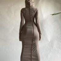 China Casual Slim Fit Anti Wear Long Sleeve Hooded Maxi Dress For Fall Winter for sale