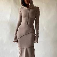 China Casual Slim Fit Anti Wear Long Sleeve Hooded Maxi Dress For Fall Winter for sale