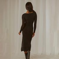 China Hanging Neck Summer Casual Long Sleeve Maxi Party Dress for sale