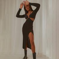 China Hanging Neck Summer Casual Long Sleeve Maxi Party Dress for sale