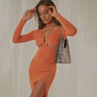 China Hanging Neck Summer Casual Long Sleeve Maxi Party Dress for sale