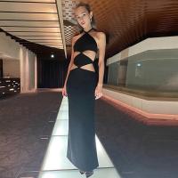 China Hanging Neck Hollow Slim Sleeveless Maxi Dresses For Women for sale