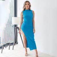 China Round Neck High Waist Split Sleeveless Casual Maxi Dress for sale