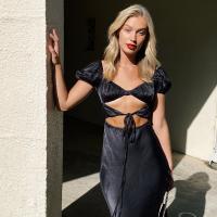 China Short Sleeve Strappy Womens Party Maxi Dresses High Waist for sale