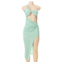 China Sexy Solid Twisted Design High Slit Maxi Dress Off Shoulder Open Back for sale