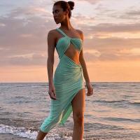 China Sexy Solid Twisted Design High Slit Maxi Dress Off Shoulder Open Back for sale