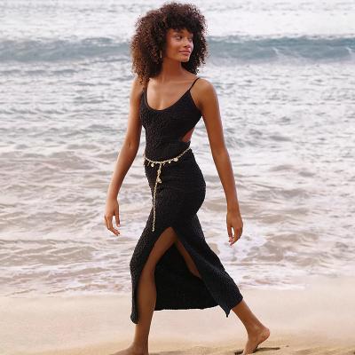 China Summer Sleeveless Hollow Backless Beach Maxi Dress for sale