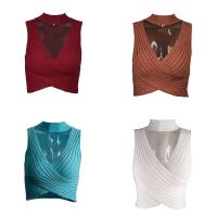 China Hanging Neck Sleeveless Sexy Women's Knitted Tank Top for sale