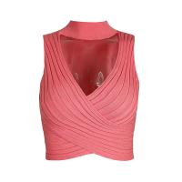 China Hanging Neck Sleeveless Sexy Women's Knitted Tank Top for sale
