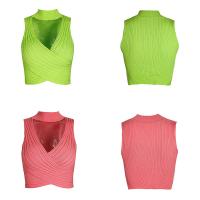 China Hanging Neck Sleeveless Sexy Women's Knitted Tank Top for sale