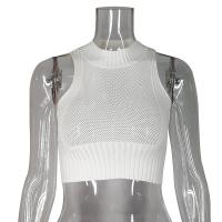 China Round Neck Hollow Halter Sleeveless Knit Crop Top for sale