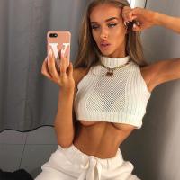 China Round Neck Hollow Halter Sleeveless Knit Crop Top for sale