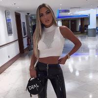 China Round Neck Hollow Halter Sleeveless Knit Crop Top for sale