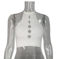 China Ladies Casual Halter Neck Cropped Knitted Sleeveless Vest Slim Fit Backless for sale