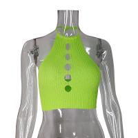 China Ladies Casual Halter Neck Cropped Knitted Sleeveless Vest Slim Fit Backless for sale