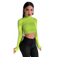 China Turtleneck Navel Tops Women's Long Sleeve Crop Top for sale