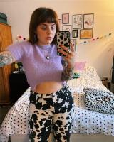 China Fleece Knitted Short Sleeve Crop T Shirt for sale