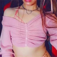 China Autumn Long Sleeve Knitted Crop Top Sweater for sale