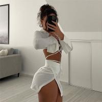 China Sexy Two Piece Casual Set , Cardigan Long Sleeve Shirt And Skirt Set for sale