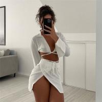 China Sexy Two Piece Casual Set , Cardigan Long Sleeve Shirt And Skirt Set for sale