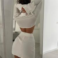 China Sexy Two Piece Casual Set , Cardigan Long Sleeve Shirt And Skirt Set for sale