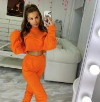 China Casual 2 Piece Sweatpants Set Womens Women Cropped Hoodie Jogger Set for sale