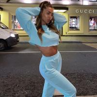 China Casual 2 Piece Sweatpants Set Womens Women Cropped Hoodie Jogger Set for sale