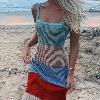 China Knitted Women's Beachwear Dresses 112cm Multicolor Stitching for sale
