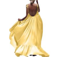 China Solid Color 155cm Women's Beachwear Dresses , Sling Backless Casual Beach Maxi Dresses for sale
